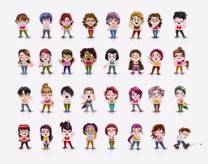 Free Vector Manga Cartoon Avatar Faces Pack